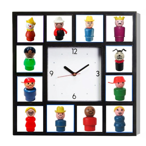Wall Decor | Vintage Style Fisher Price Little People Clock With 12 ...